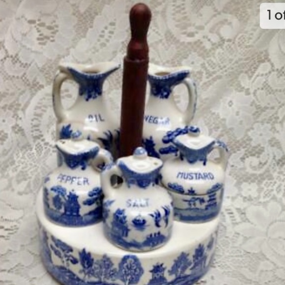 Dining | Vintage Rare 9pc Blue Willow Condiment Set | Poshmark